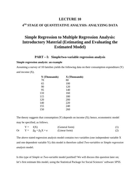lecture 10 simple regression to multiple regression pdf regression
