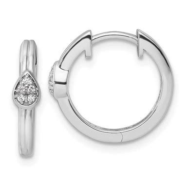 16mm White Ice Sterling Silver Rhodium Plated Diamond Teardrop Hinged