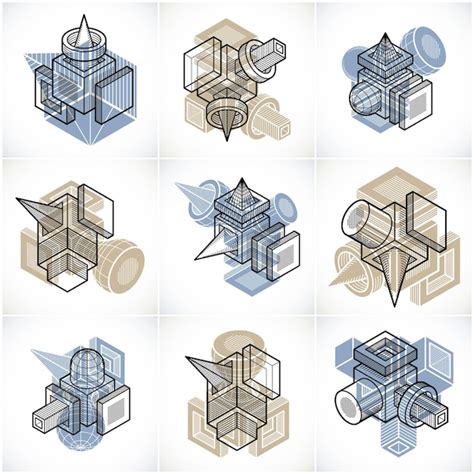 Premium Vector Set Of Isometric Abstract Vector Geometric Shapes
