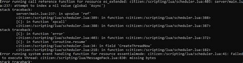 big es extended and essentialmode error code server discussion cfx