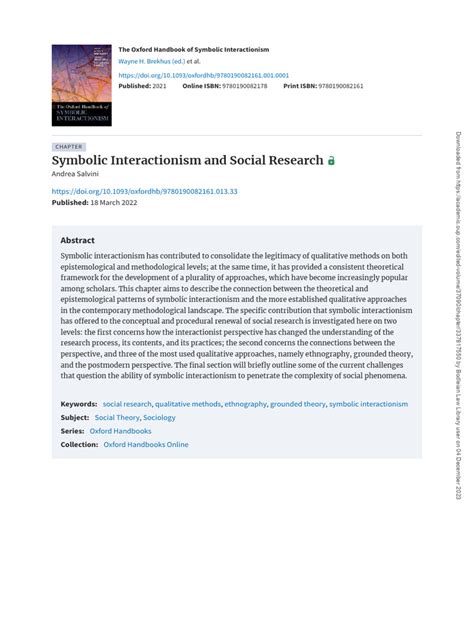 Symbolic Interactionism And Social Research Pdf Qualitative