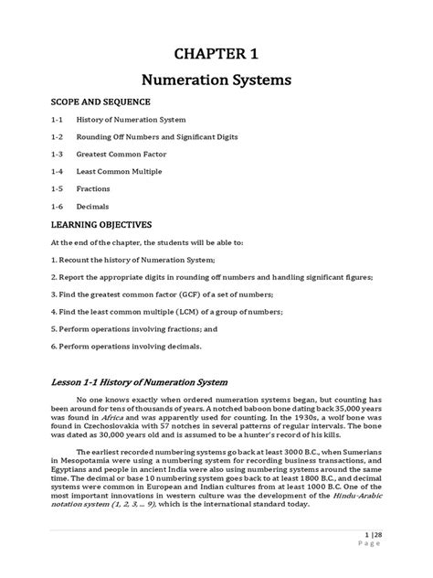 numeration systems module pdf division mathematics significant