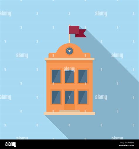 College Building Icon Flat Vector University Study App Class Stock