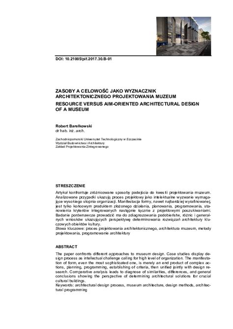Pdf Resource Versus Aim Oriented Architectural Design Of A Museum