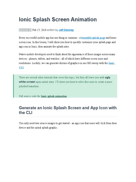 Ionic Splash Screen Animation Pdf Icon Computing Mobile App
