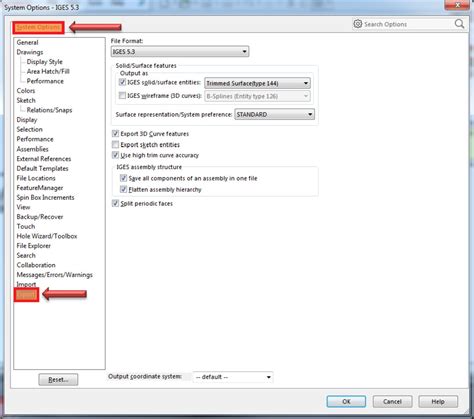 System Options For Interoperability SOLIDWORKS