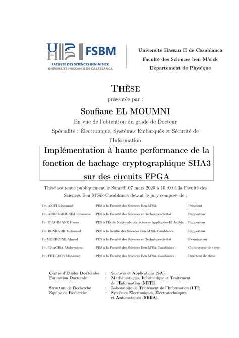 Pdf Implémentation à Haute Performance De La Fonction De Hachage