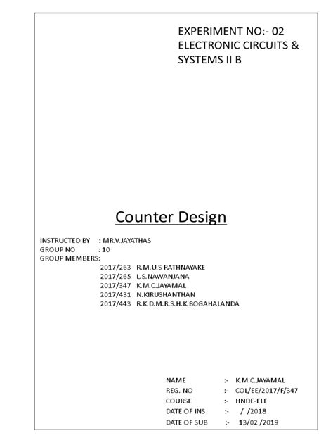 Assignment Counter Design Pdf
