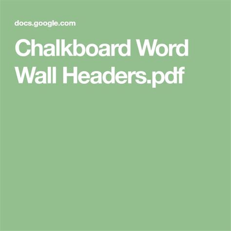 Chalkboard Word Wall Headerspdf