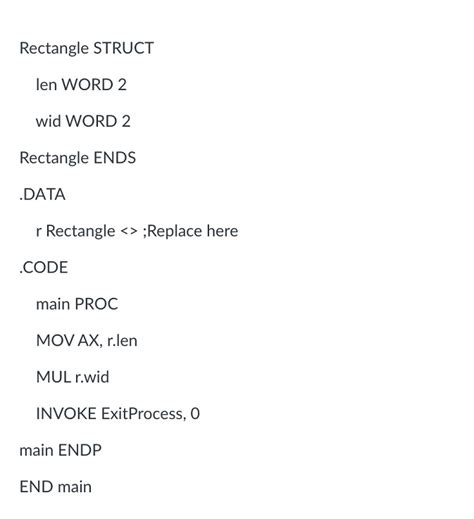 Rectangle Struct Len Word 2 Wid Word 2 Rectangle Ends
