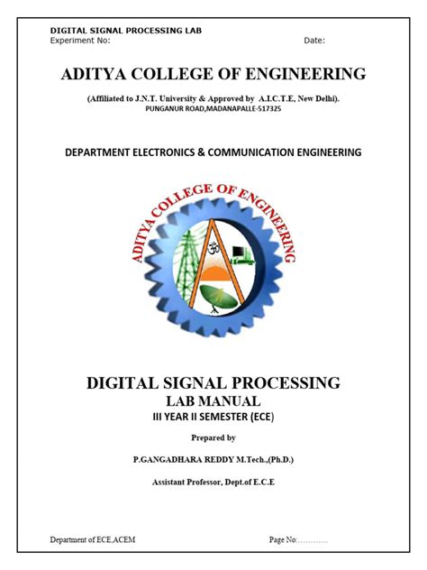 Dsp Lab Manual 2016 Pdf Matrix Mathematics Digital Signal