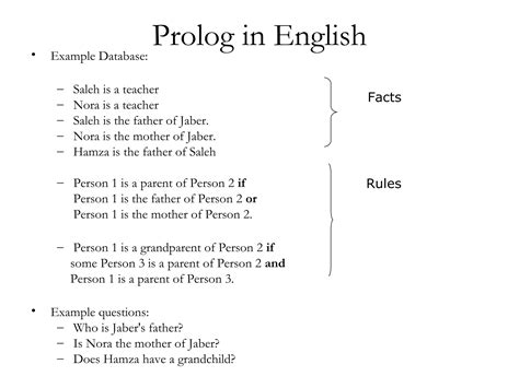 Introduction To Prolog Ppt Programming Languages Computing