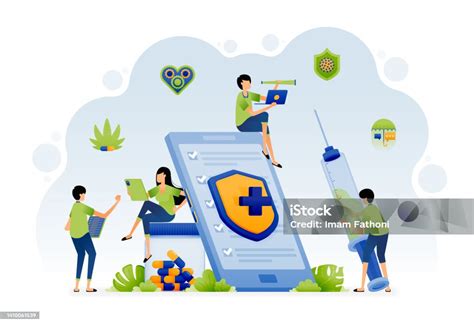 병원 진료 모바일 앱은 설문 조사를 작성하여 환자 건강을 확인하고 선별합니다 벡터 일러스트 레이 션 디자인은 방문 페이지 템플릿