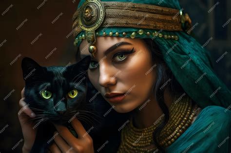 Premium Ai Image Beautiful Oriental Woman And Black Cat Neural Network Ai Generated
