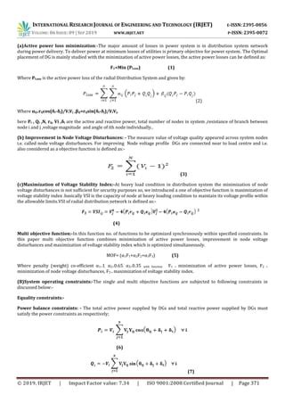 IRJET Optimization Of Distributed Generation Using Genetics Algorithm And Improvement In