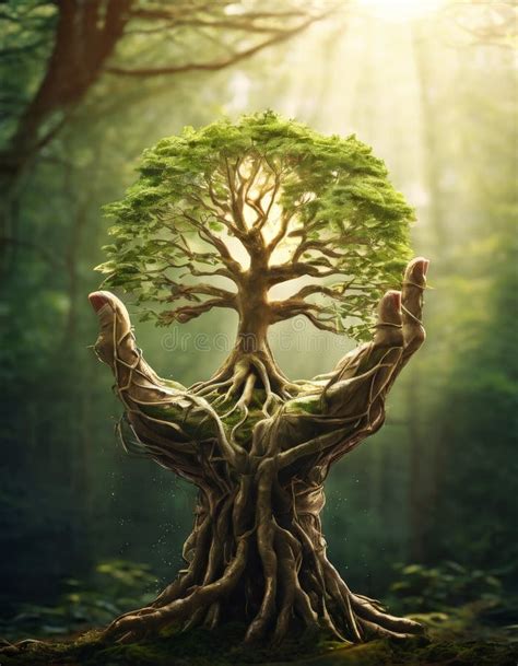 Tree Growing From Human Hands In A Forest Stock Image Image Of Intertwined Green 331476243