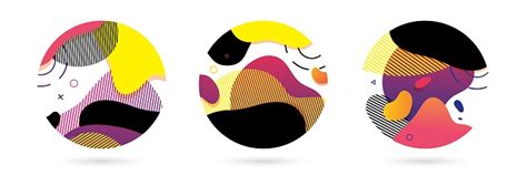 추상적 인 그래픽 원 요소의 집합입니다 형태와 선 주위에 동적 색상 액체 모양을 흐르는 그라데이션 추상 배경입니다 전단지 프리젠 테이션의 디자인을위한 템플릿 벡터 3차원