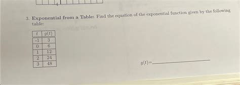 solved exponential from a table find the equation of the
