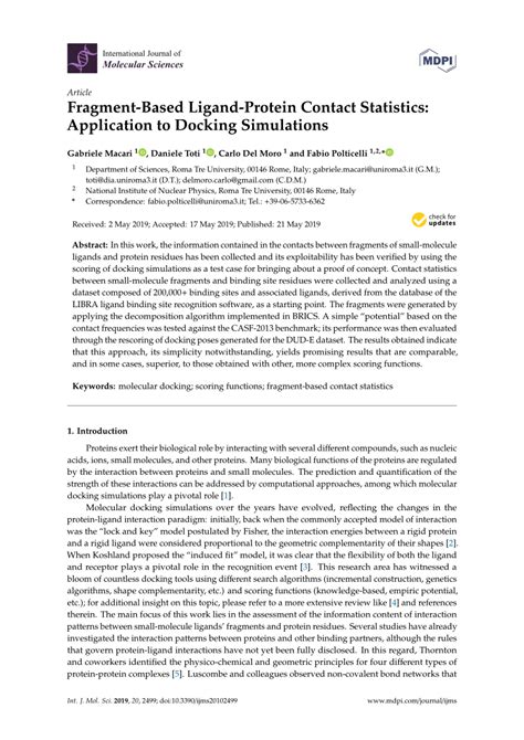 Pdf Fragment Based Ligand Protein Contact Statistics Application To