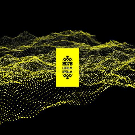 Flowing Particle Waves Textbook Booklet Or Notebook Mockup Cover Design Stock Vector