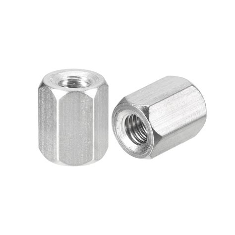 Uxcell M6 X 1 Pitch 15mm Length Coupling Nuts 8pcs 304 Stainless Steel Nuts Harfington