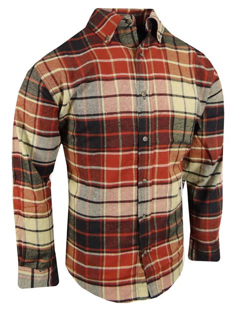 Plaid Flannel Mens Shirt Soft Button Down Collar Chest Pocket New Muted