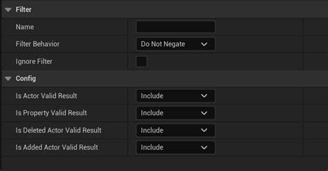 level snapshot filter reference for unreal engine unreal engine 5 4