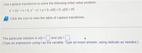 Solved Use Laplace transforms to solve the following initial | Chegg.com