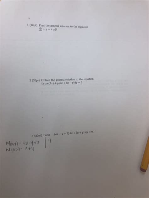 Solved 1 20pt Find The General Solution To The Equation 2