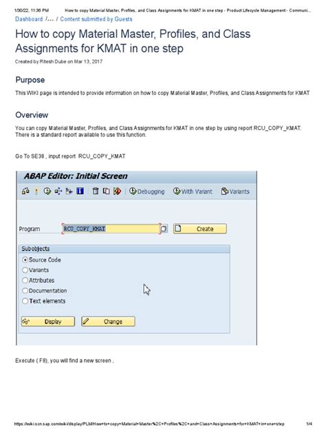 How To Copy Material Master Profiles And Class Assignments For Kmat In One Step Product