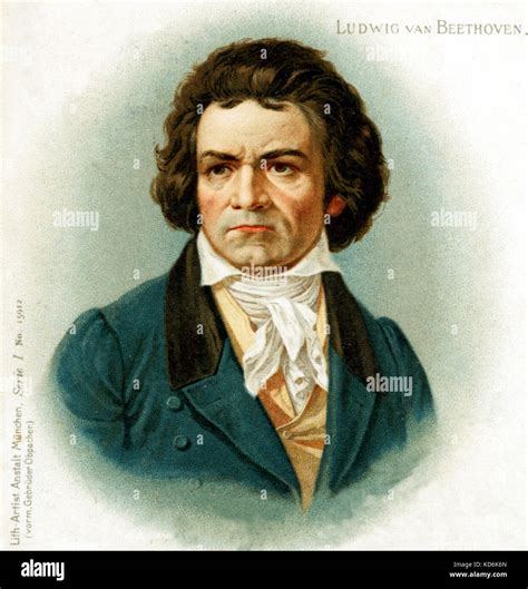 Ludwig Van Beethoven Portrait After Lithograph German Composer 1770