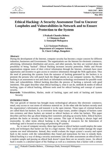 Pdf Ethical Hacking A Security Assessment Tool To …€™s Results Is A Detailed Report Of The