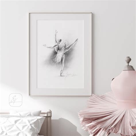 Print Of Ballerina Print Of Sketch Print Of Drawing Graphite Ballerina Ballet Dancer
