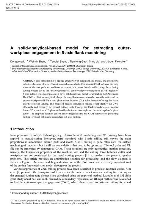 Pdf A Solid Analytical Based Model For Extracting Cutter Workpiece
