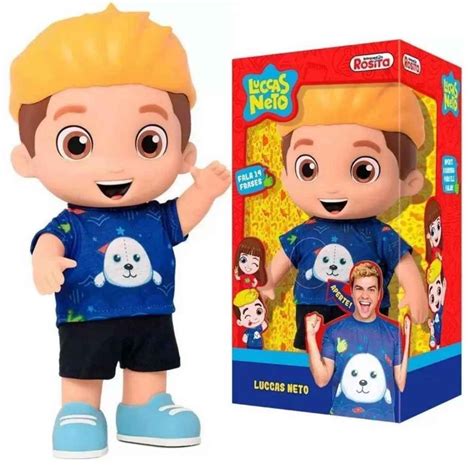Luccas Neto Boneco Aventureiro Azul 27cm 14 Frases Lucas Original Rosita Presente Crianças 3