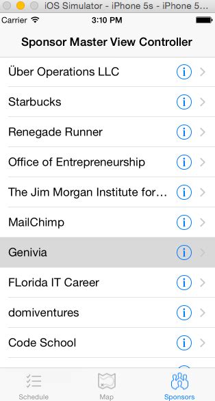 Ios Trying To Segue From Viewcontroller With Uitableview Of Sponsors To Another Viewcontroller
