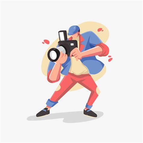 카메라맨 벡터 일러스트 레이 션 프리미엄 벡터