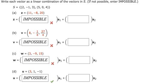 Solved Write Each Vector As A Linear Combination Of The