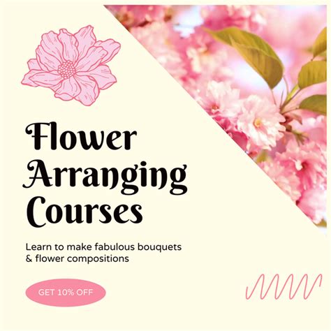 Flower Arranging Courses With Discount Online Square Video Post Template Vistacreate