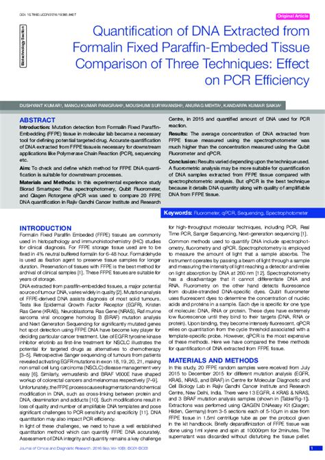 pdf quantification of dna extracted from formalin fixed paraffin