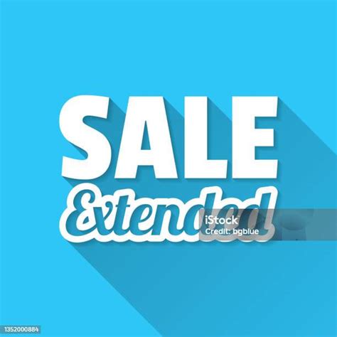 판매 연장 파란색 배경아이콘 긴 그림자가 있는 플랫 디자인 긴에 대한 스톡 벡터 아트 및 기타 이미지 긴 세일 연속성