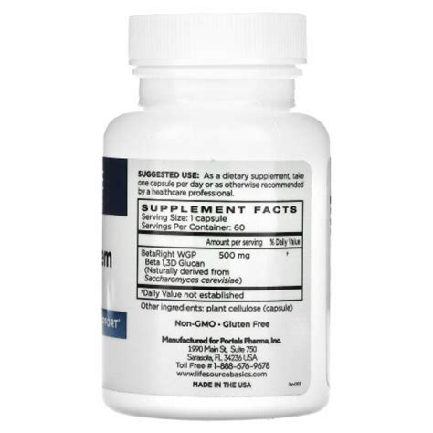 Life Source Basics WGP Beta Glucan Immune System Activator 500 Mg