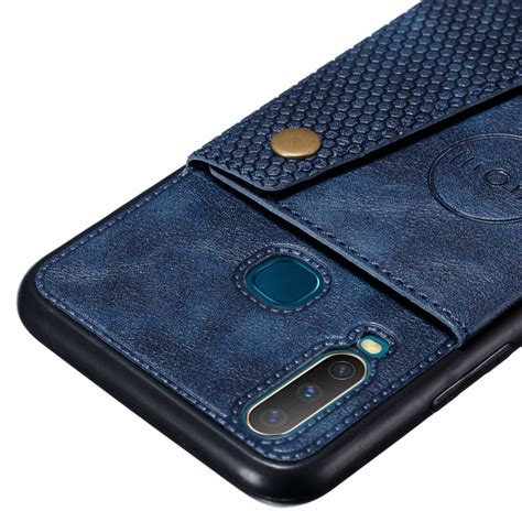 For Huawei Y P Pu Tpu Shockproof Magnetic Protective Case With Card Slots Blue