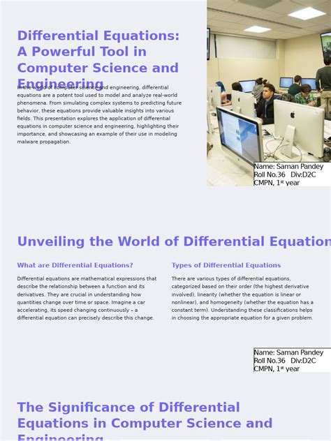 Differential Equations A Powerful Tool In Computer Science And Engineering Pdf Differential