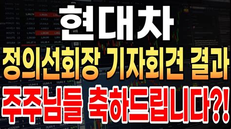 현대차 기아 정의선회장 기자회견 결과 주주님들 축하드립니다 현대차 현대차주가 현대차주가전망 기아 기아주가 기아주가전망 저PBR YouTube