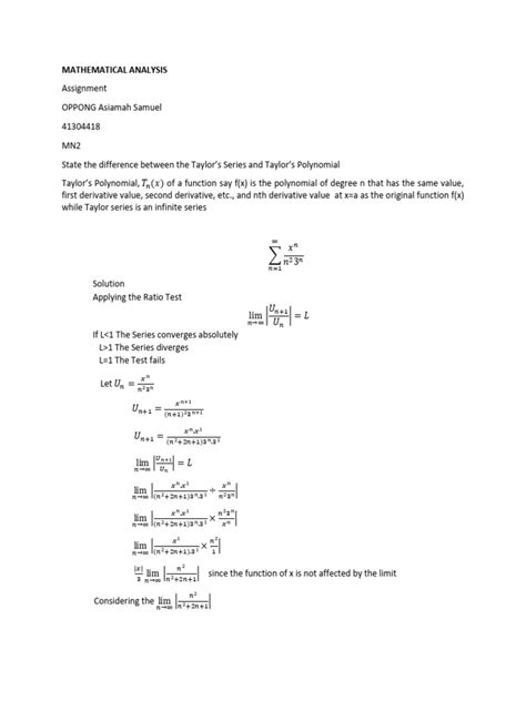 Mathematical Analysis Ass 2 Pdf Complex Analysis Mathematical Objects