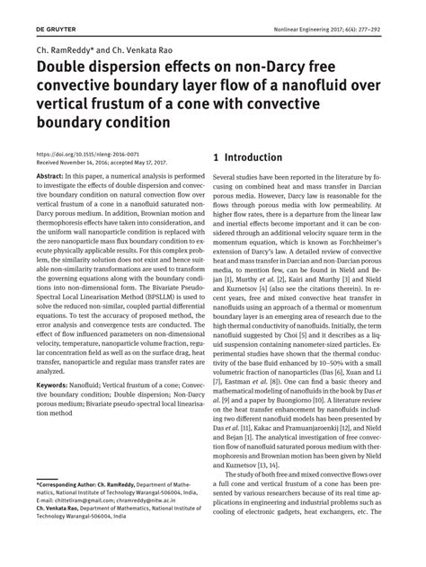 Pdf Double Dispersion Effects On Non Darcy Free Convective Boundary