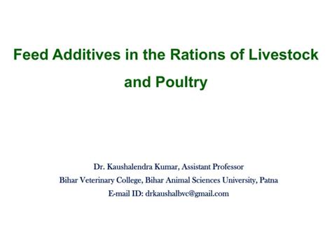 Feed Additives In The Ration Of Livestock And Poultry Pdf