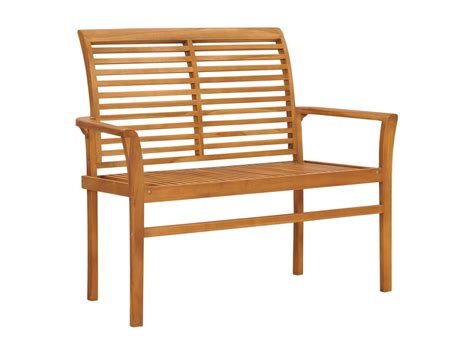 Banco De Jardim Mobiliário De Pátio Exterior Terraço 112 X 55 X 94 Cm Madeira Maciça De Teca 02