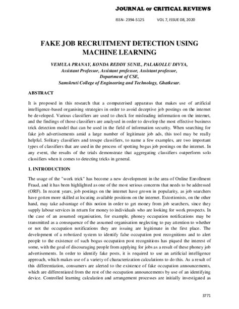 Pdf Fake Job Recruitment Detection Using Machine Learning
